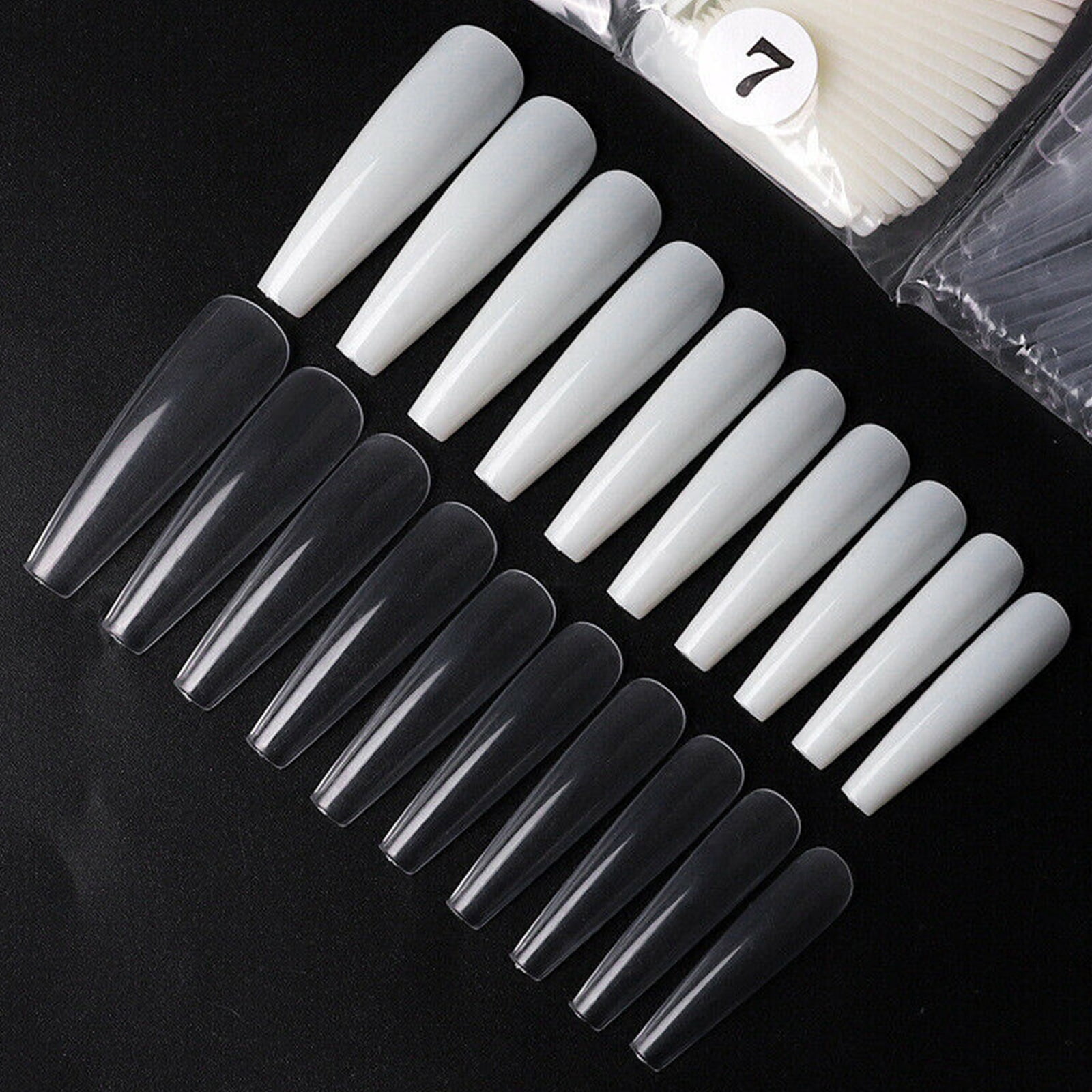 Long Artificial Ballerina Nails Clear False Nails Coffin Fake Nails 500 ...