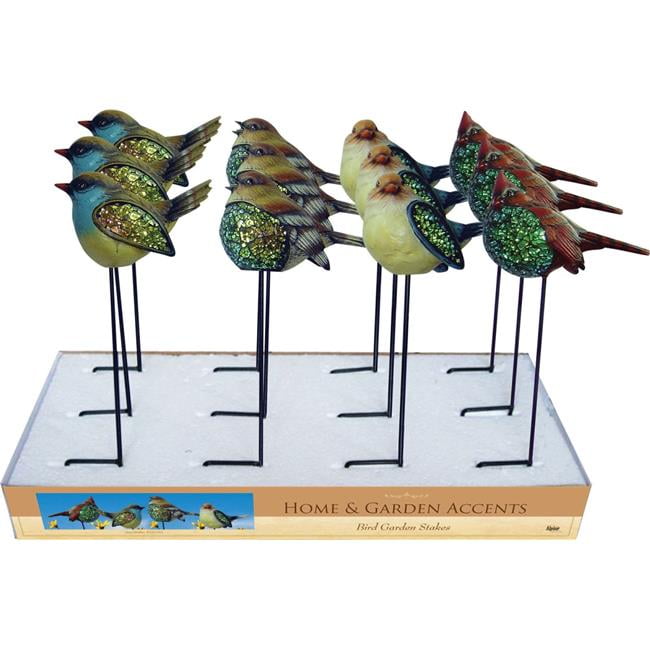 Alpine Corp WLH124A Glitter Mosaic Bird Garden Stakes - Assorted Tray ...