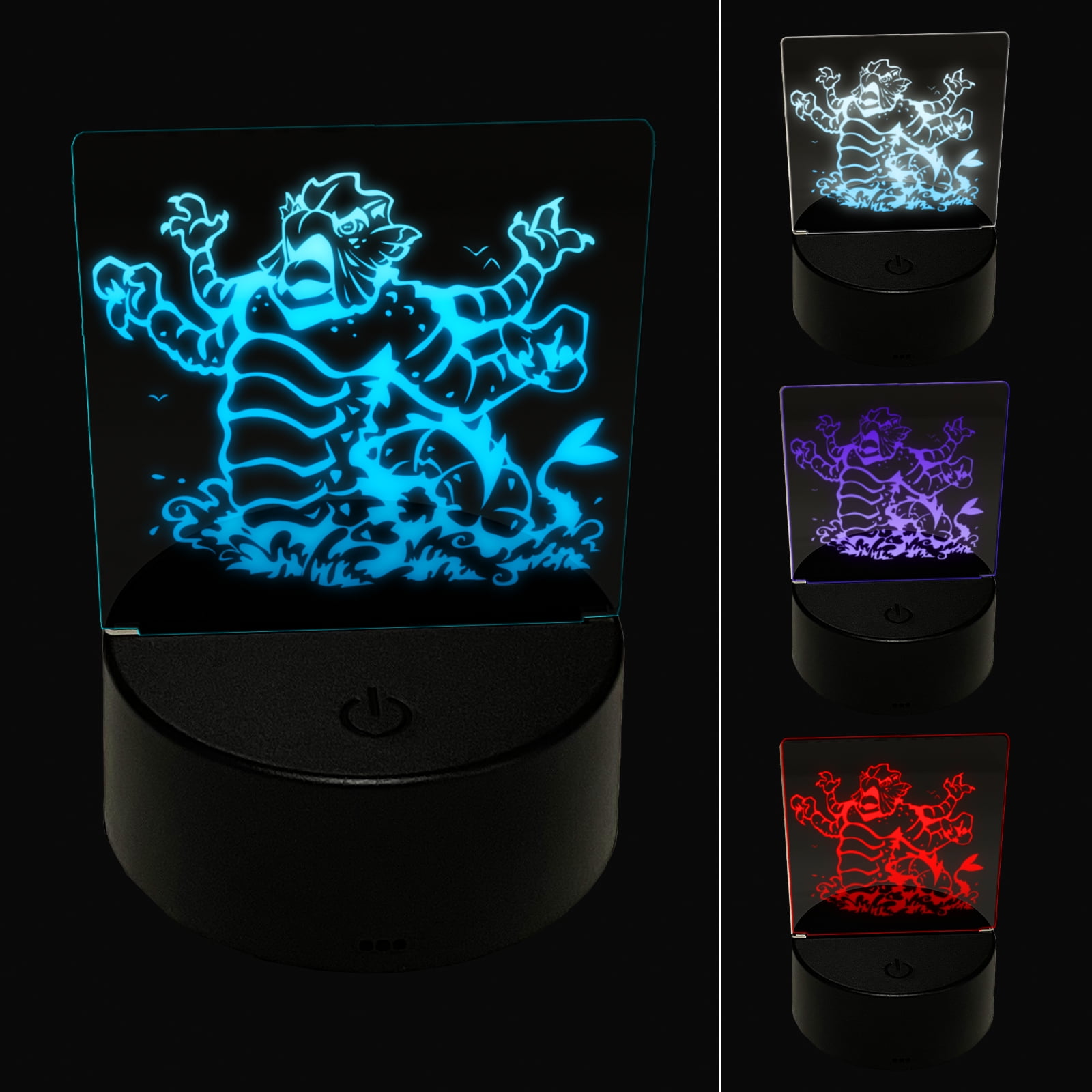 Kraken Titan Clashing with Waves LED Night Light Sign 3D Illusion Desk ...