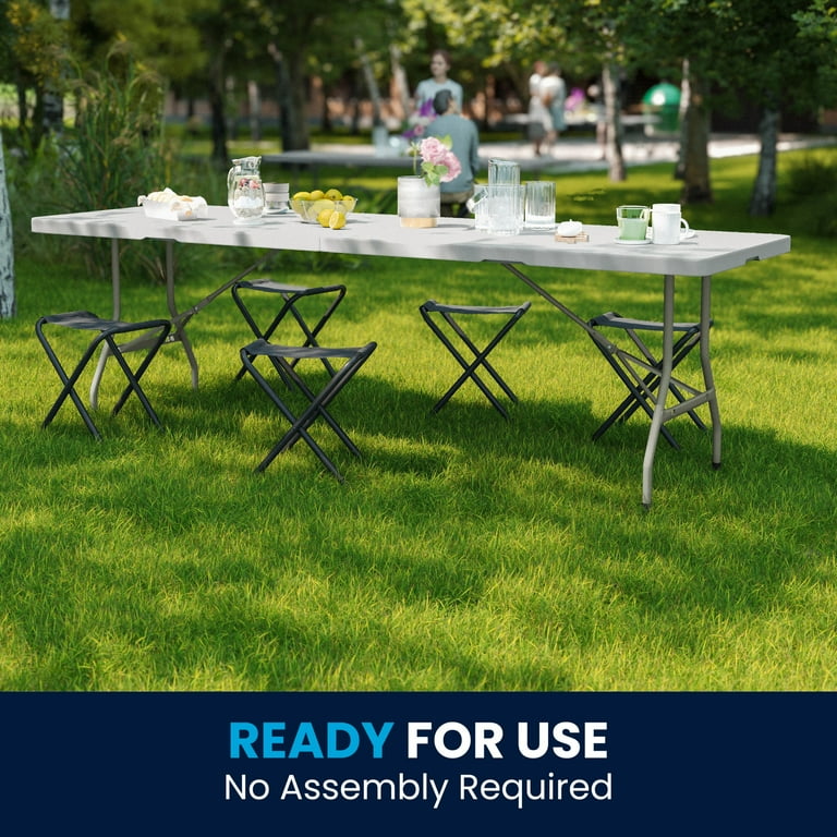 Flash Furniture Kathryn 8 Foot Bi Fold Granite White Plastic Banquet and Event Folding Table with Carrying Handle
