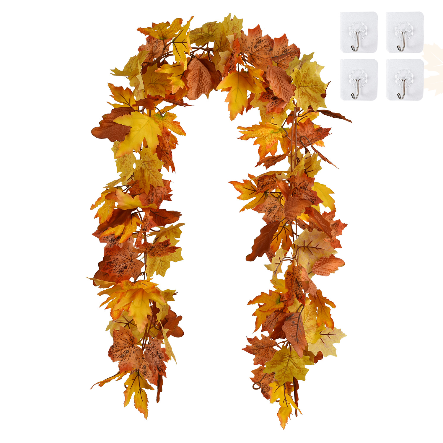 6FT Artificial Silk Maple Fall Leaf Garland Thanksgiving Decor Orange