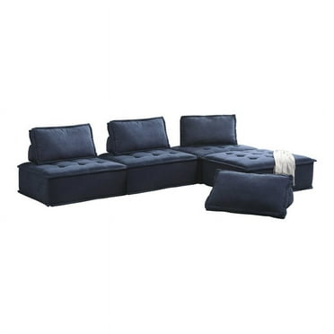 Lexicon 6-Piece Faux Leather Modular Reclining Sectional in Navy Blue ...