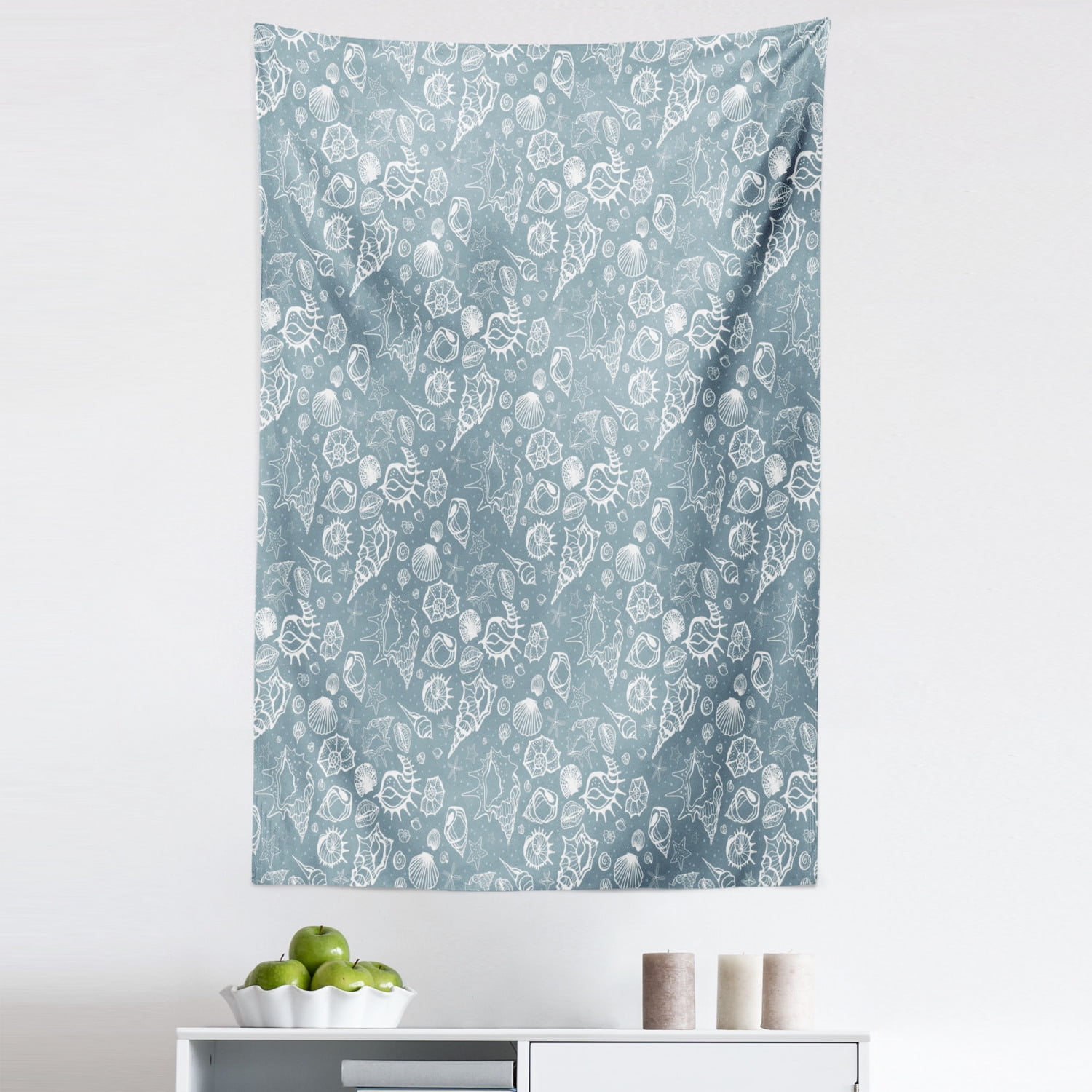 Sea Shells Tapestry, Doodle Hand Drawn Style Starfish Pattern ...