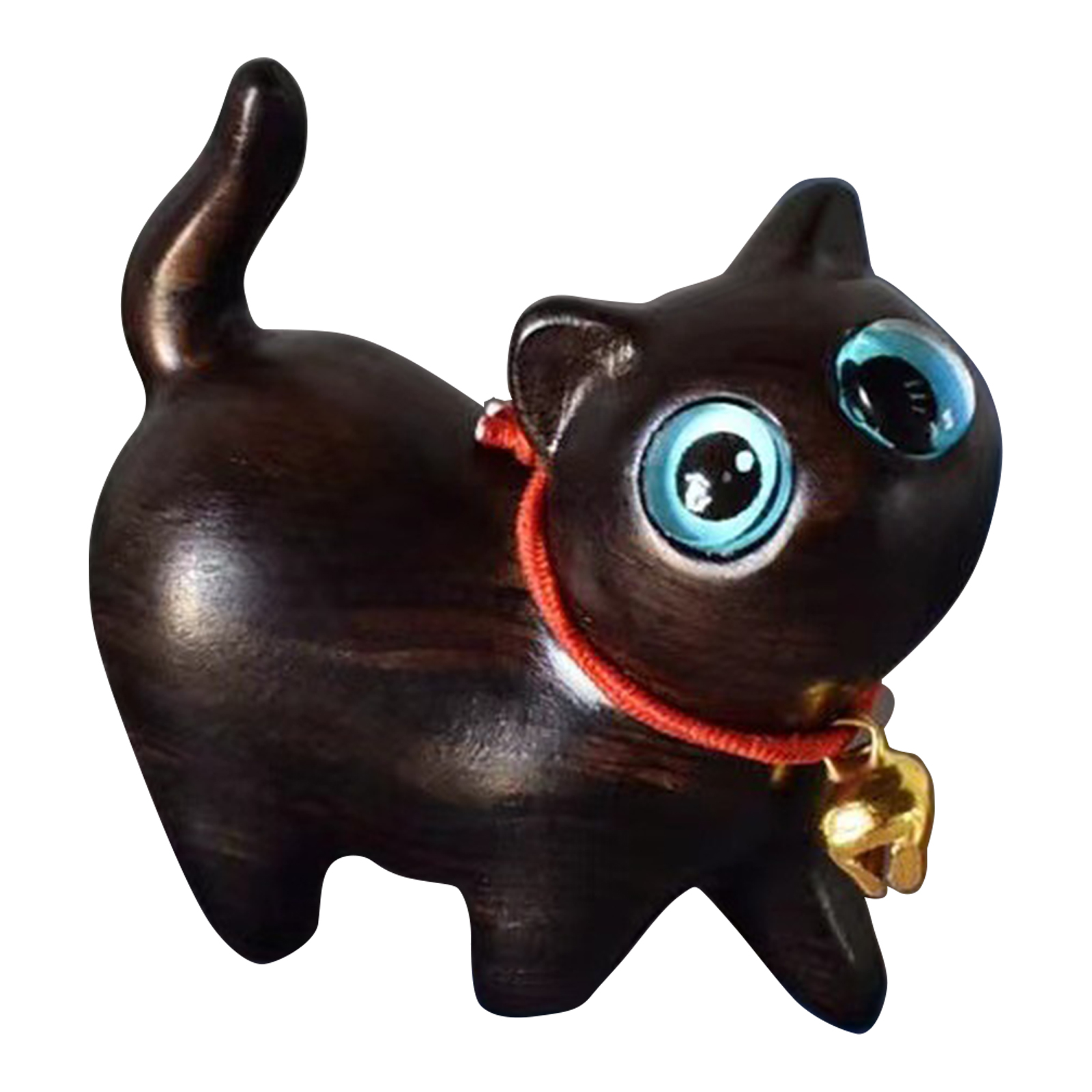 Sandalwood Hand Carved Wood Cat Kitten Wooden Statue Handmade Wood ...