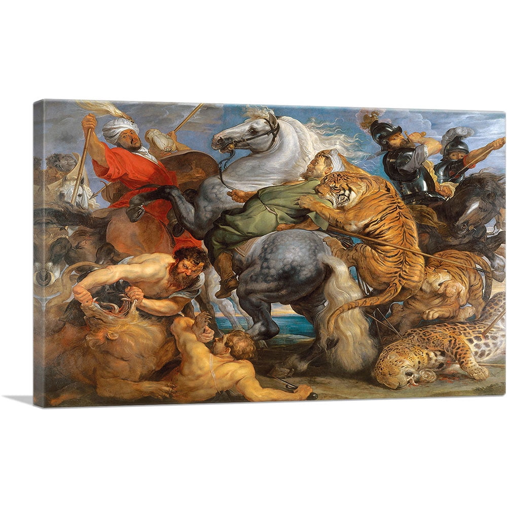 ARTCANVAS A Hunt of Lions, Tigers and Leopards 1615 Canvas Art Print by ...