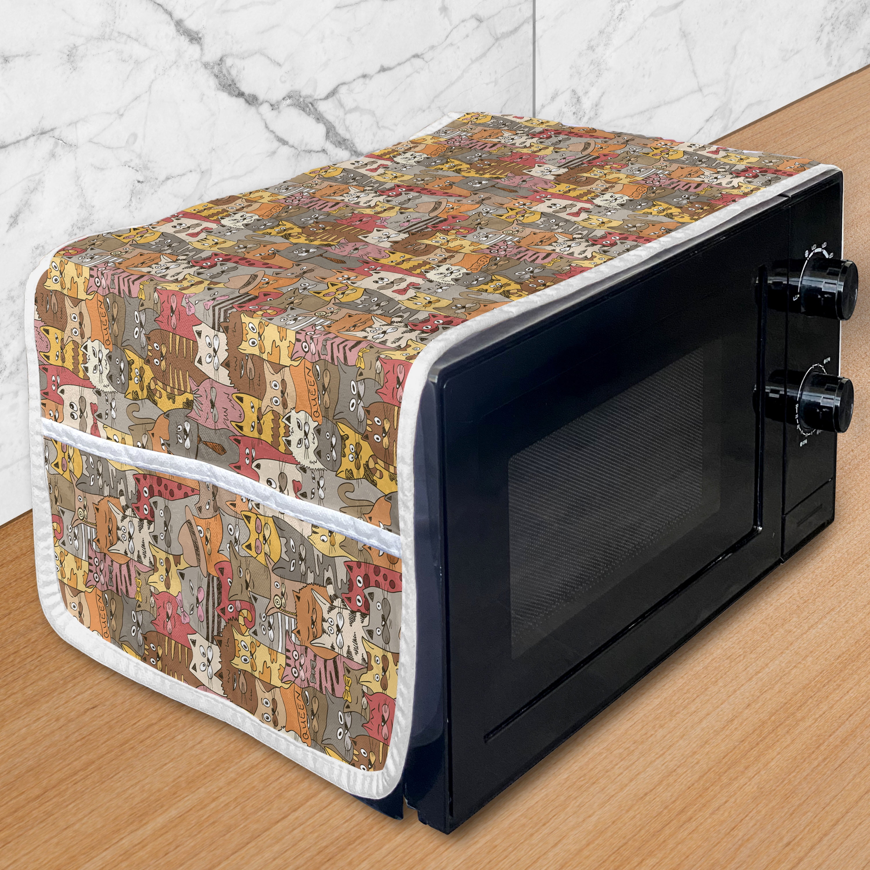 Cat Microwave Oven Cover, Psychedelic Colorful Pattern with Funny ...