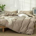 Bedding Duvet Cover Set 100% Washed Cotton Linen Like Textured ...