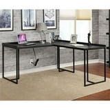 Furniture of America Timor Modern Wood Computer Desk with USB in Black ...