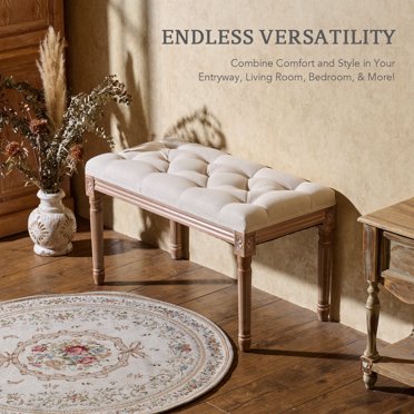 Crown Mark Indoor Solid Wooden Jerimiah Back Support Bench, White ...