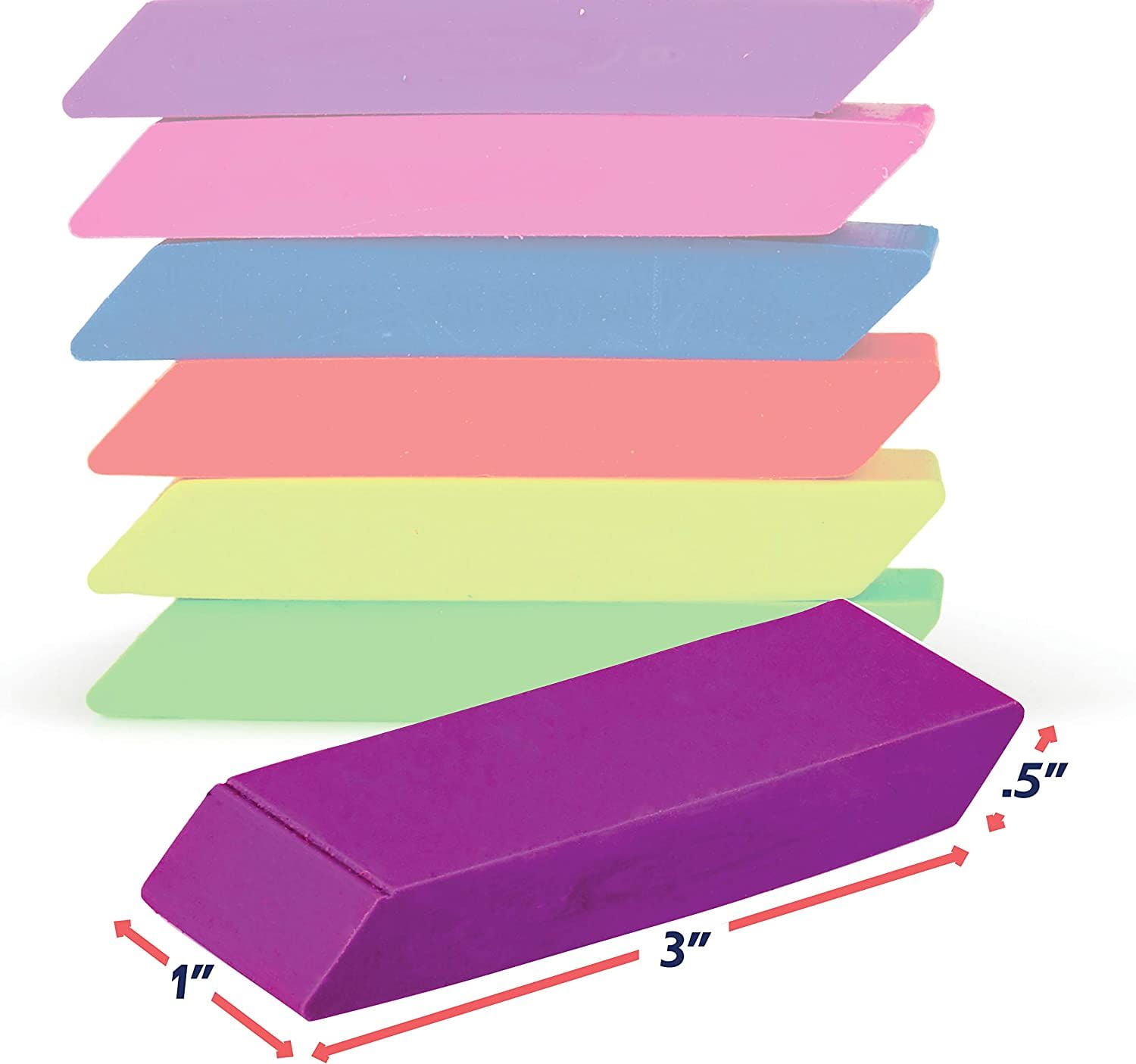 Buy Neliblu Bright Neon Rectangular Chiseled Pencil Erasers for Home ...