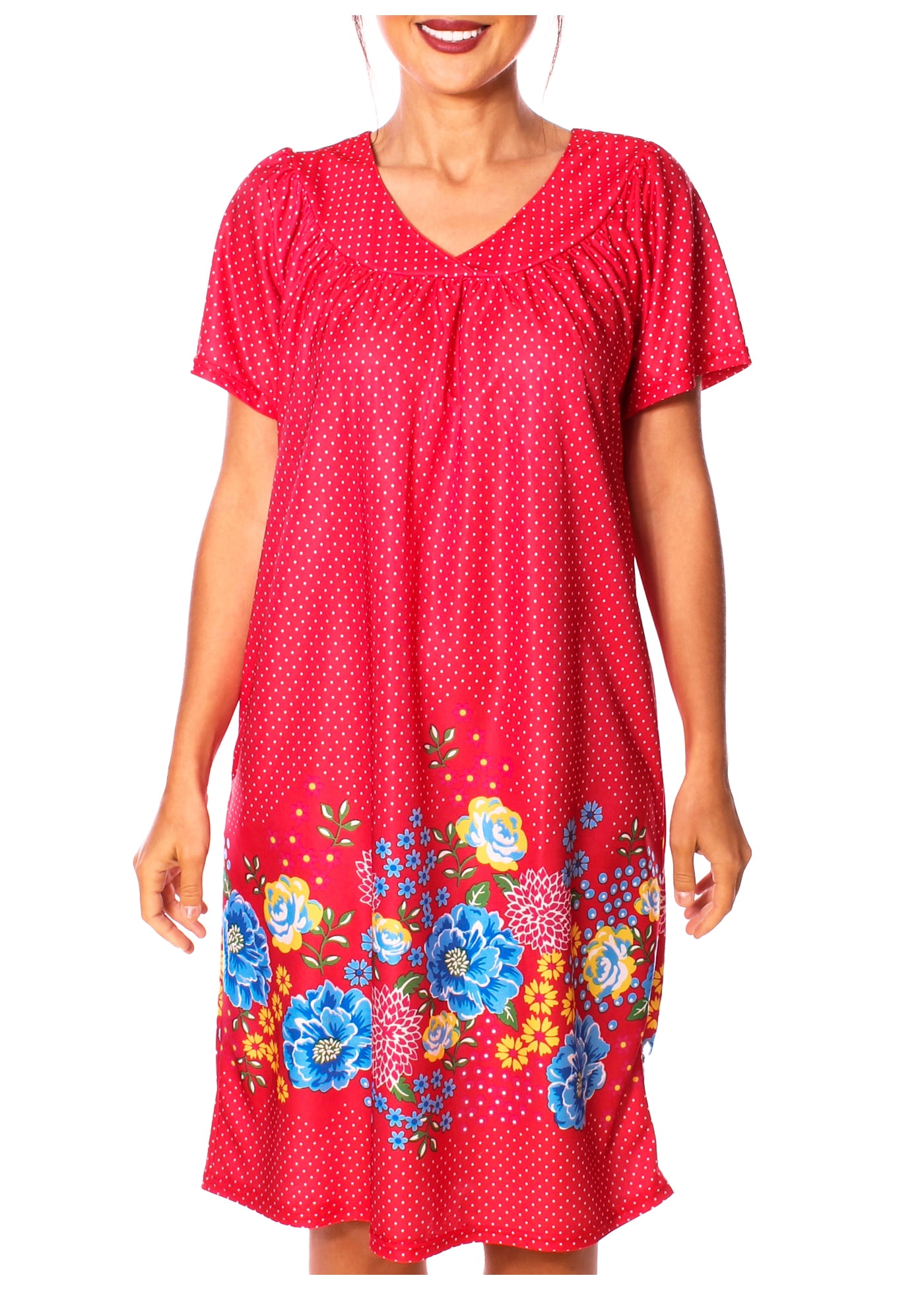 Womens Floral Printed Short Sleeve Lounger Nightgown Sleepwear 3x