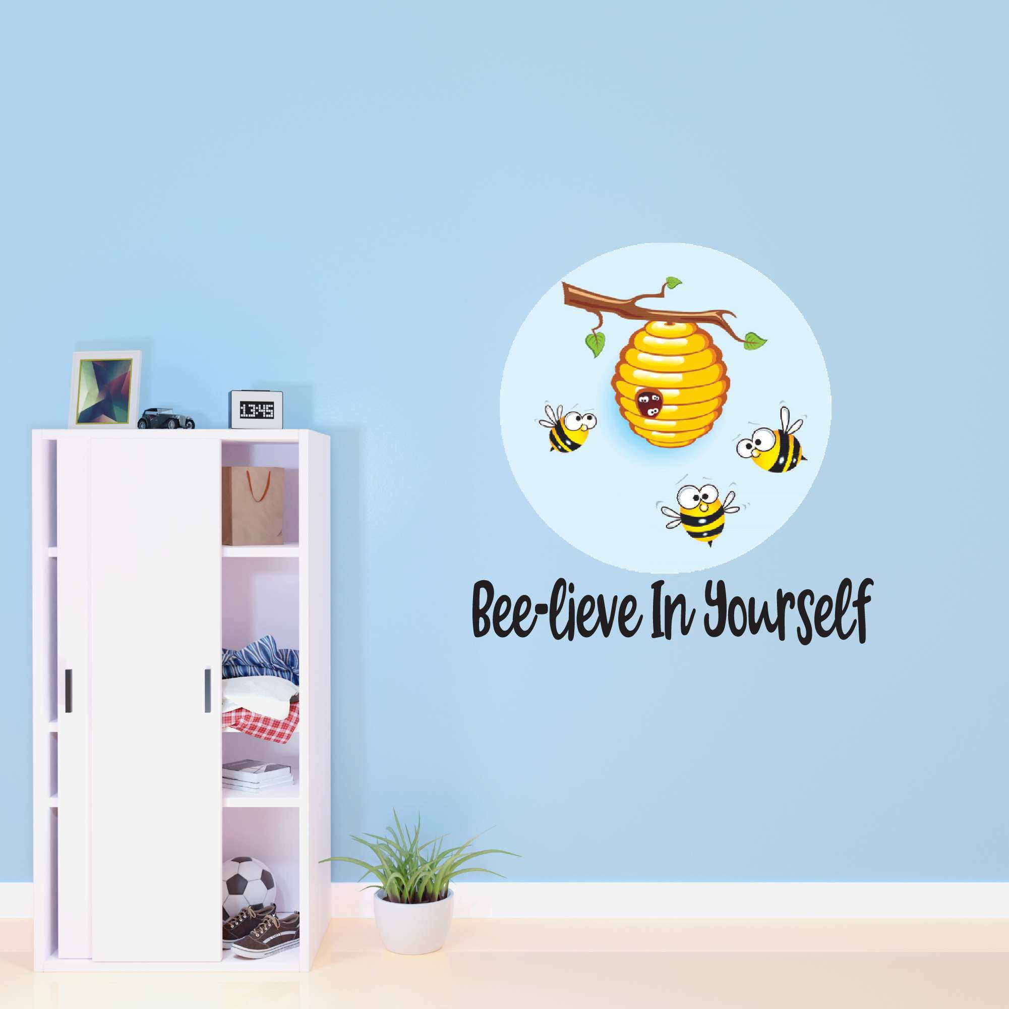 Babies Bee-lieve in yourself Cute Animal Wall Decal Decoration Beehive ...