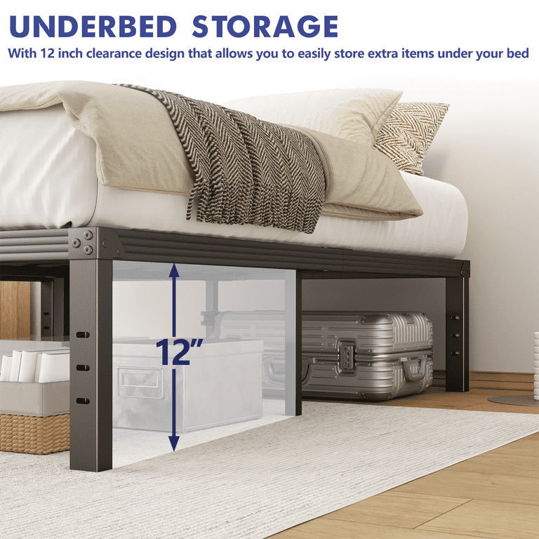 ULIESC 14 Heavy Duty Metal Platform Bed Frame No Box Spring Needed Queen Size