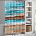 Abstract Gradient Beach Scene Shower Curtain Set, Waterproof Shower ...