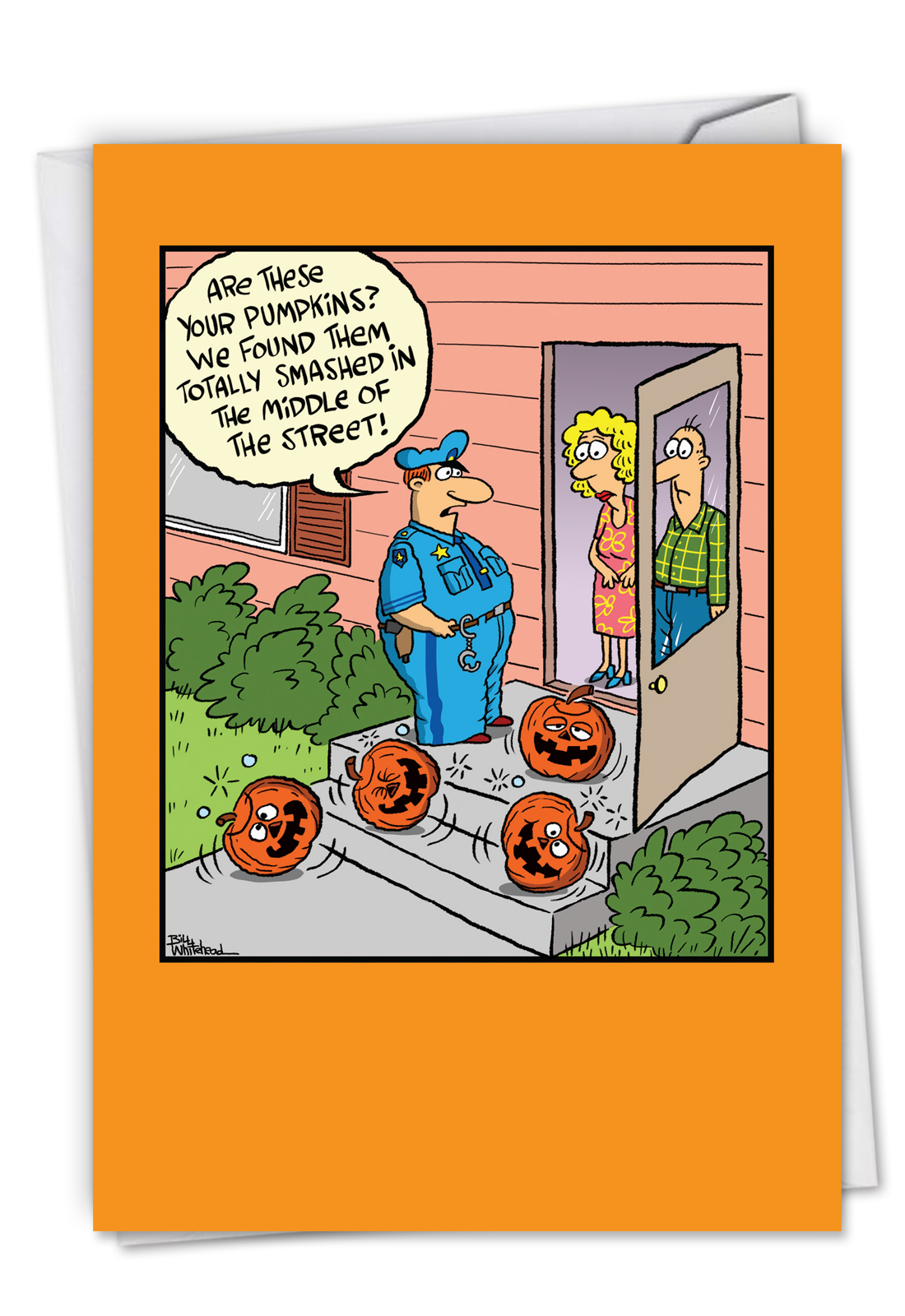 Smashed Pumpkins Funny Halloween Card W Envelope Drunk Alcohol Pun