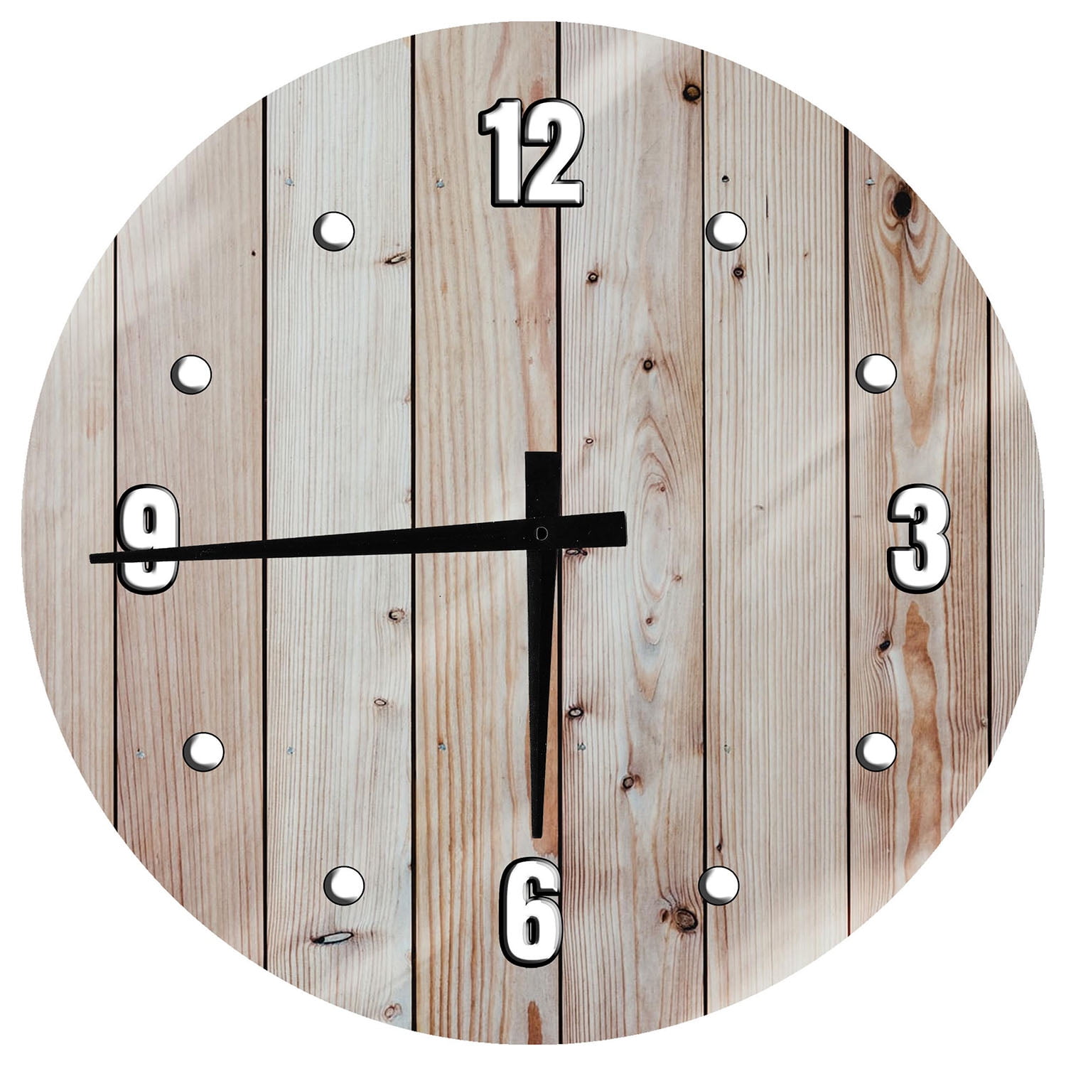 Large Wood Wall Clock 24 Inch Round Rustic Tan Barnwood Farmhouse Décor ...