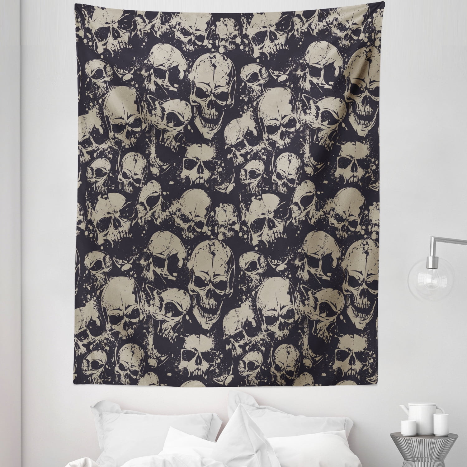 Skull Tapestry, Grunge Scary Skulls Sketchy Graveyard Death Evil Face ...