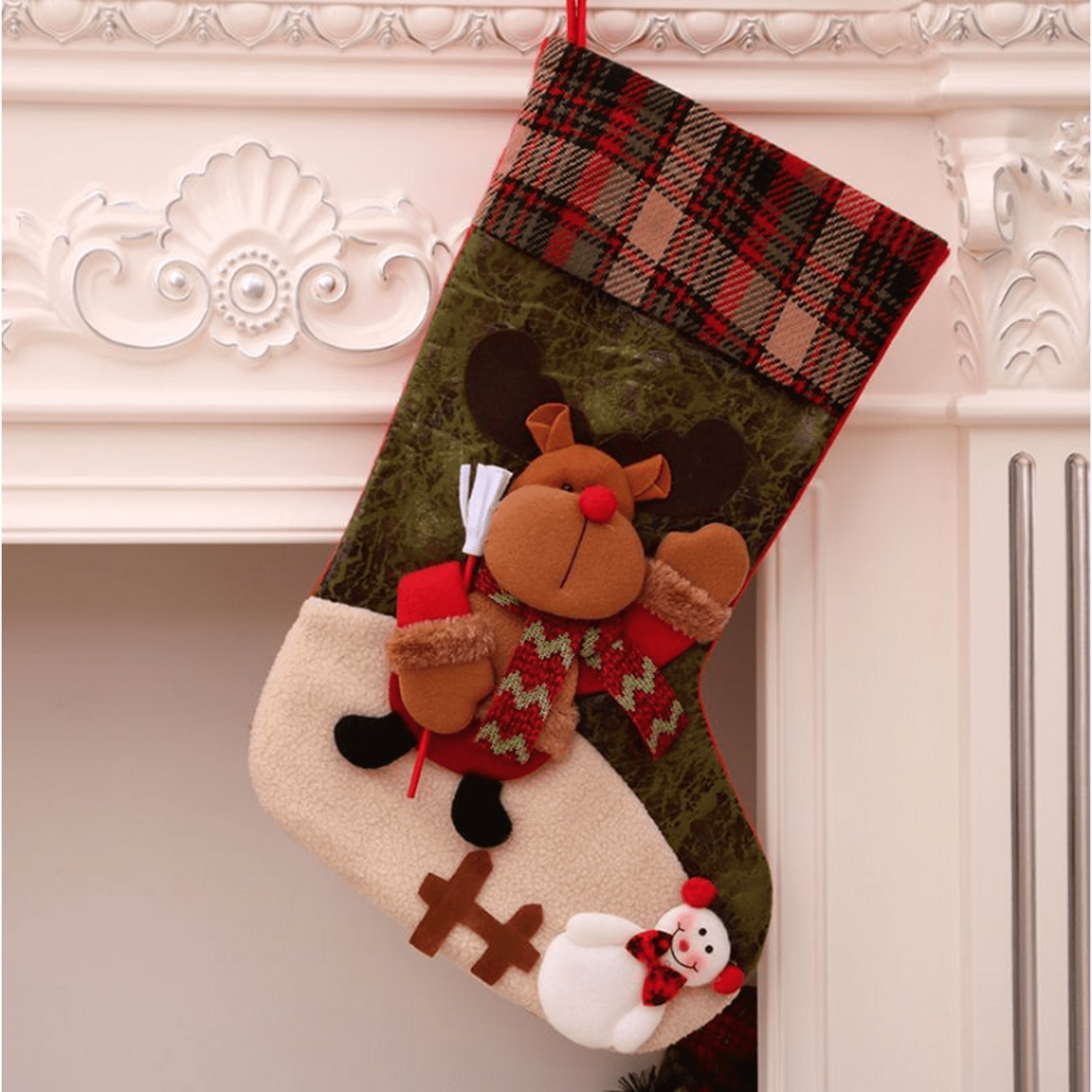 Click here for Torubia Christmas Stockings Gray Burlap Buffalo Re... prices