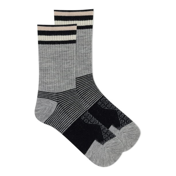 Ozark Trail Women's Merino Wool Blend Crew Hiking Socks, 1 Pack ...