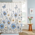 Blue Daisies Shower Curtain Set with Hooks, Summer Flower Vintage ...