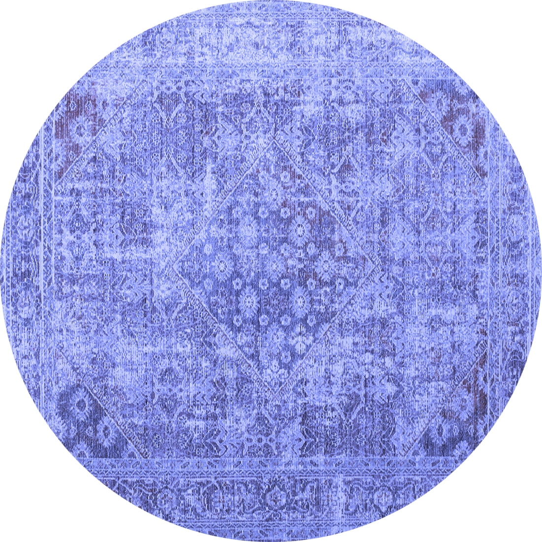 Ahgly Company Indoor Round Abstract Blue Contemporary Area Rugs, 8 ...