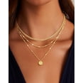 18K Gold Plated Layering Necklaces For Women Gold Necklace Set, Cuban ...