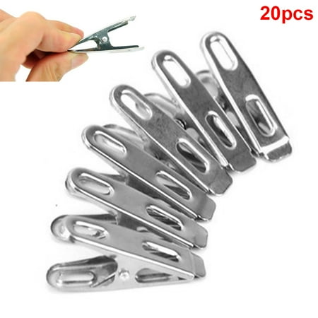20pcs Bed Linen Laundry Clothes Peg Clip Stainless Steel Spring Loaded ...