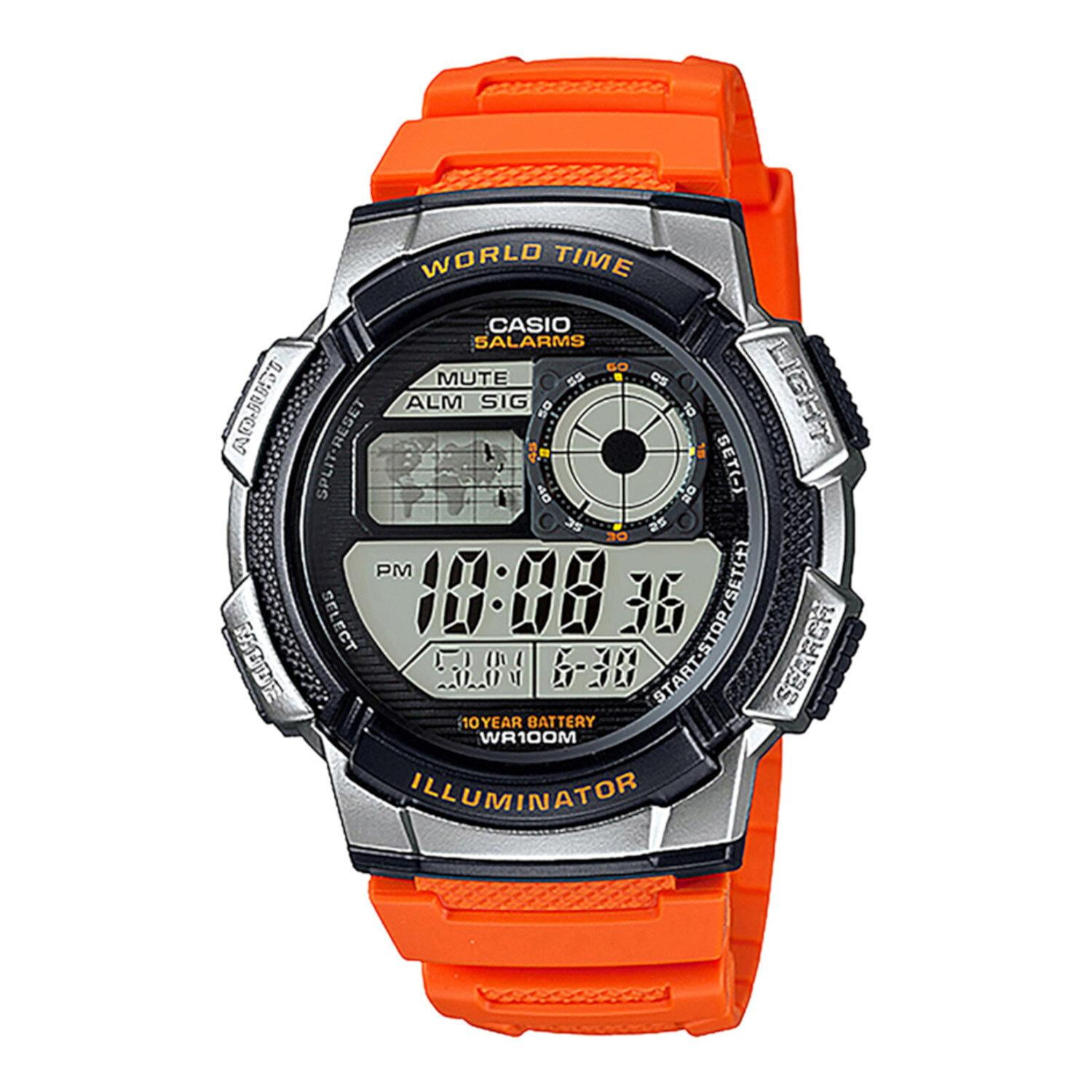 Reloj CASIO AE-1000W-4BVCF World Time ILLUMINATOR-Naranja naranja 48 mm ...