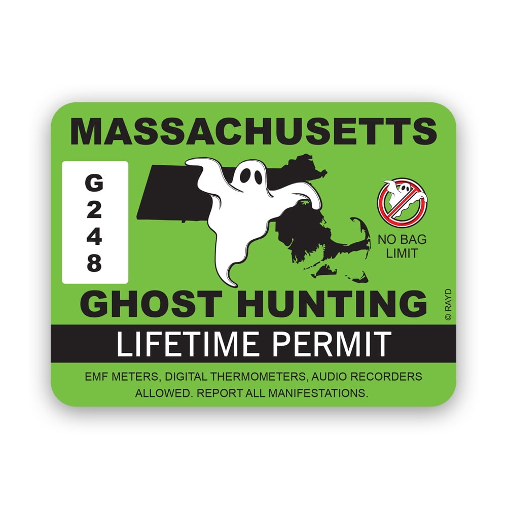 Massachusetts Ghost Hunting Permit Sticker Decal - Self Adhesive Vinyl ...
