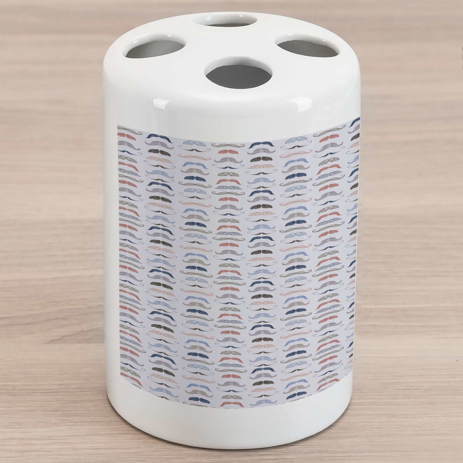 Retro Ceramic Toothbrush Holder, Colorful Sketch Style Male Moustache ...