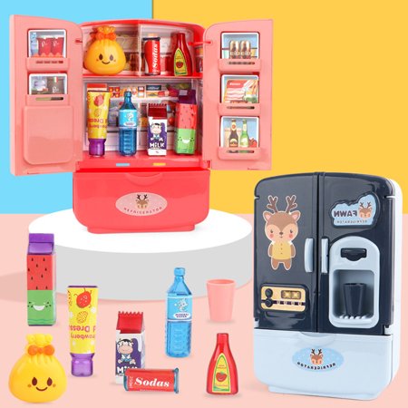 Kids Fridge Toy Set Simulated Drinks Toy Refrigerator Pretend Play ...