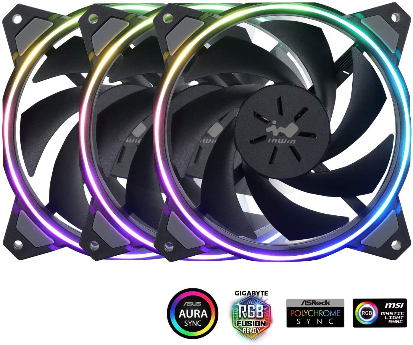 InWin Sirius Loop Addressable RGB Triple Fan Kit 120mm High Performance ...