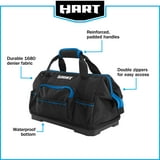 HART 16-inch Hard Bottom Tool Bag, Waterproof Base, Black and Blue ...