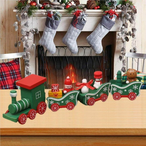 pitrice Christmas Wooden Four-section Small Train Christmas Tree ...