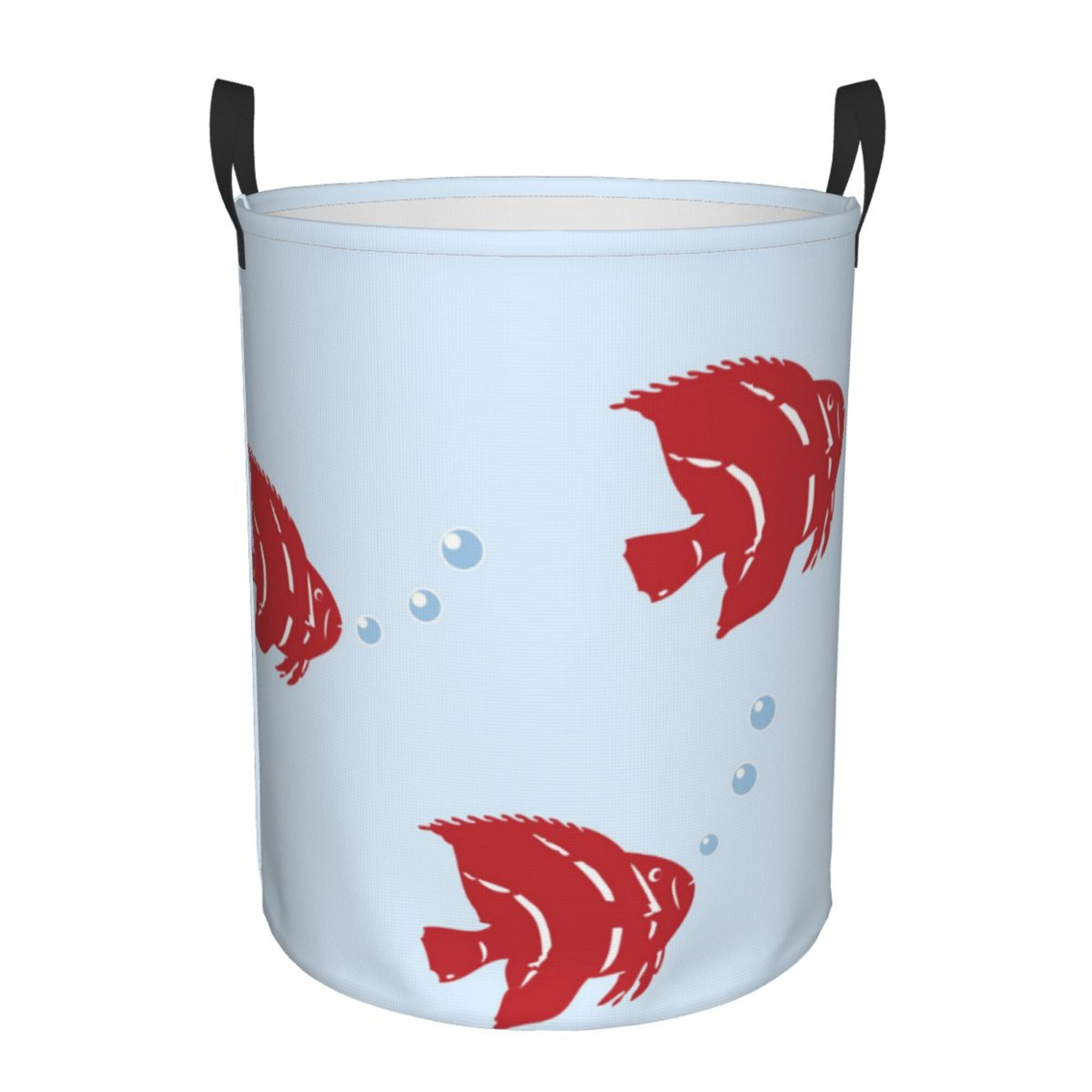 XMXY Round Laundry Basket Organizer, Red Fish Ocean Waterproof ...