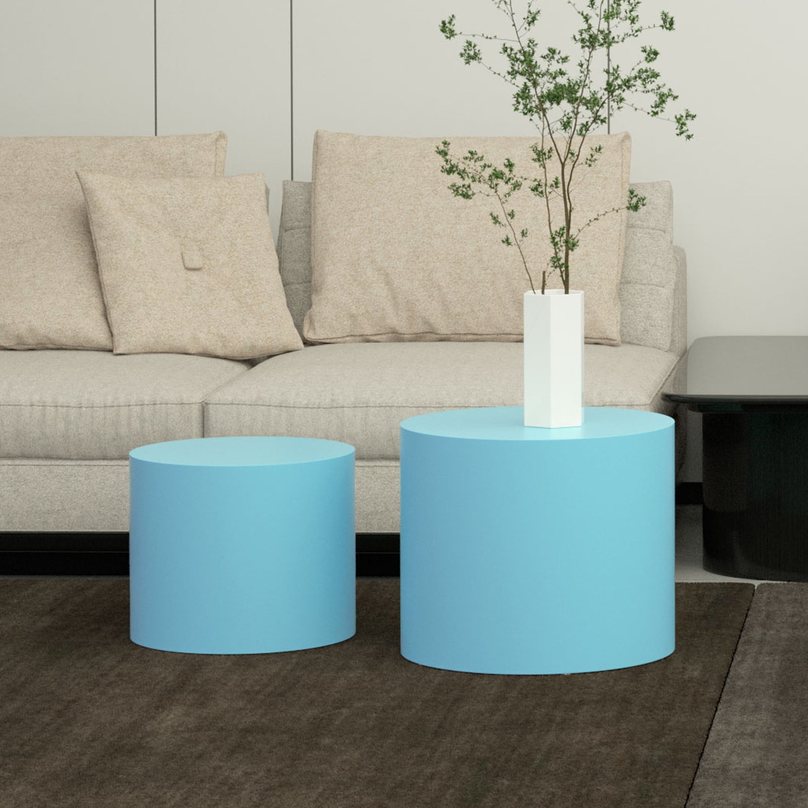 Williamspace Round Coffee Table Set of 2, Nesting Table Set Side End ...
