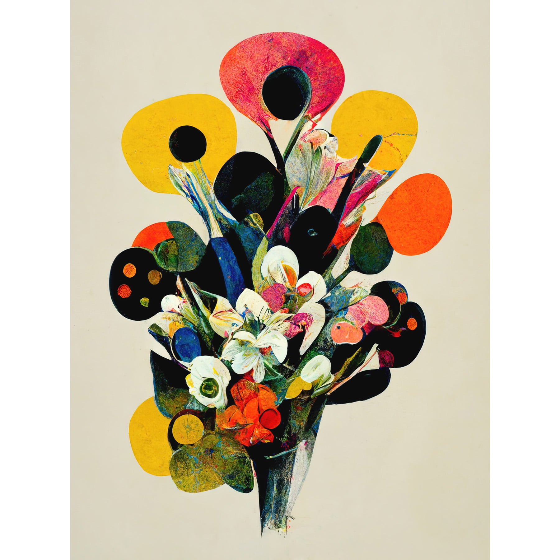 Kandinsky Inspired Watercolour Flower Bouquet In Vase Large Wall Art ...
