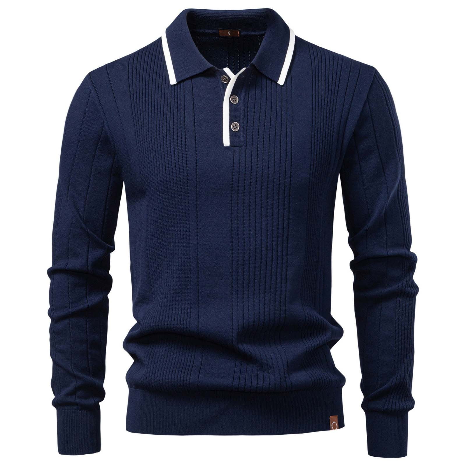 Click here for Kalauyu Mens Knit Lapel Sweater Classic Casual Lon... prices
