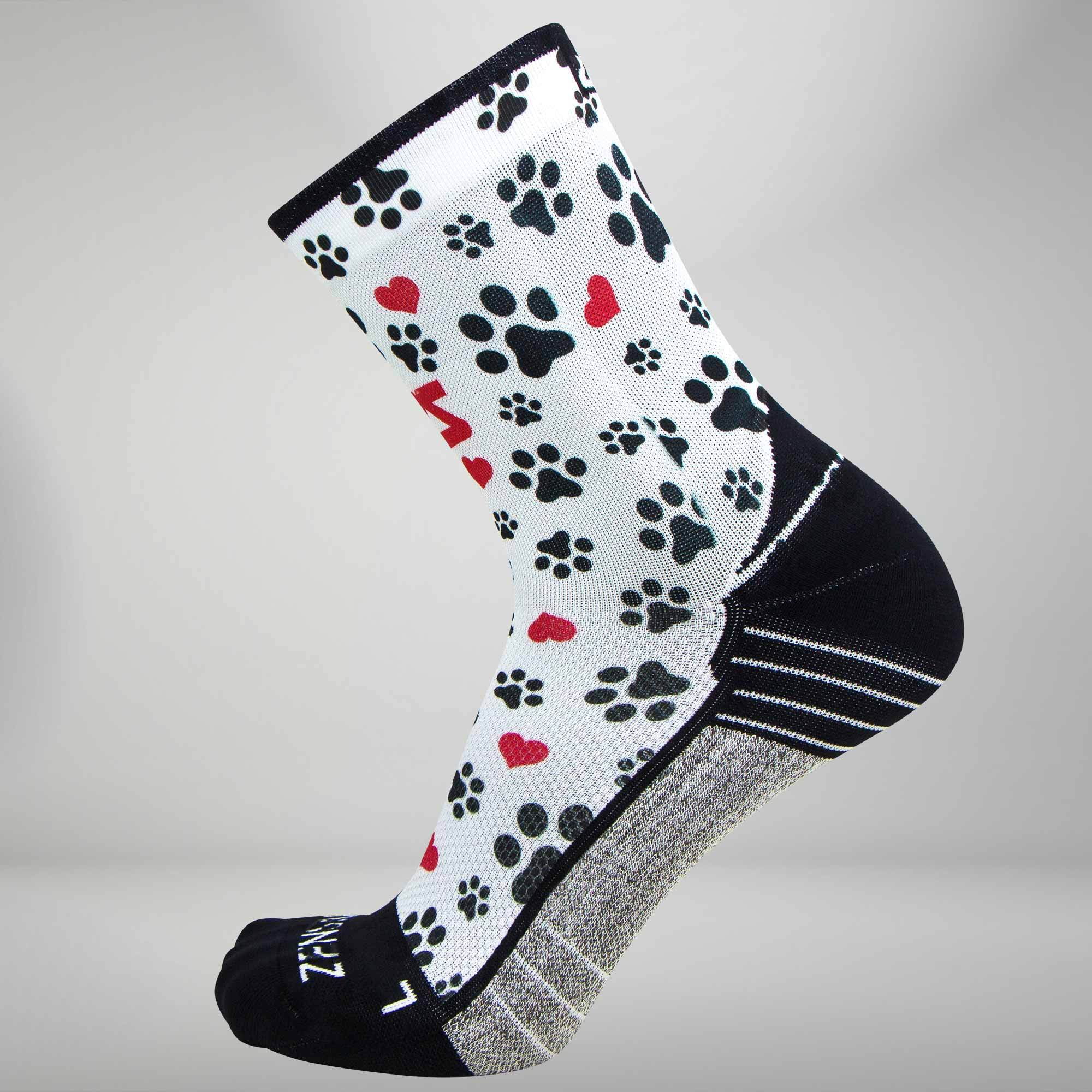 Zensah Paw Prints Socks (Mini-Crew) M / White - Walmart.com