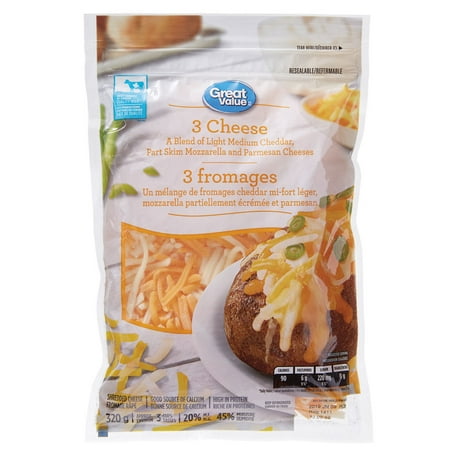 Trois fromages râpés Great Value 320 g - Walmart.ca