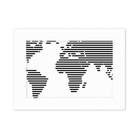 Simple Black Line World Map Pattern Photo Mount Frame Picture Art ...