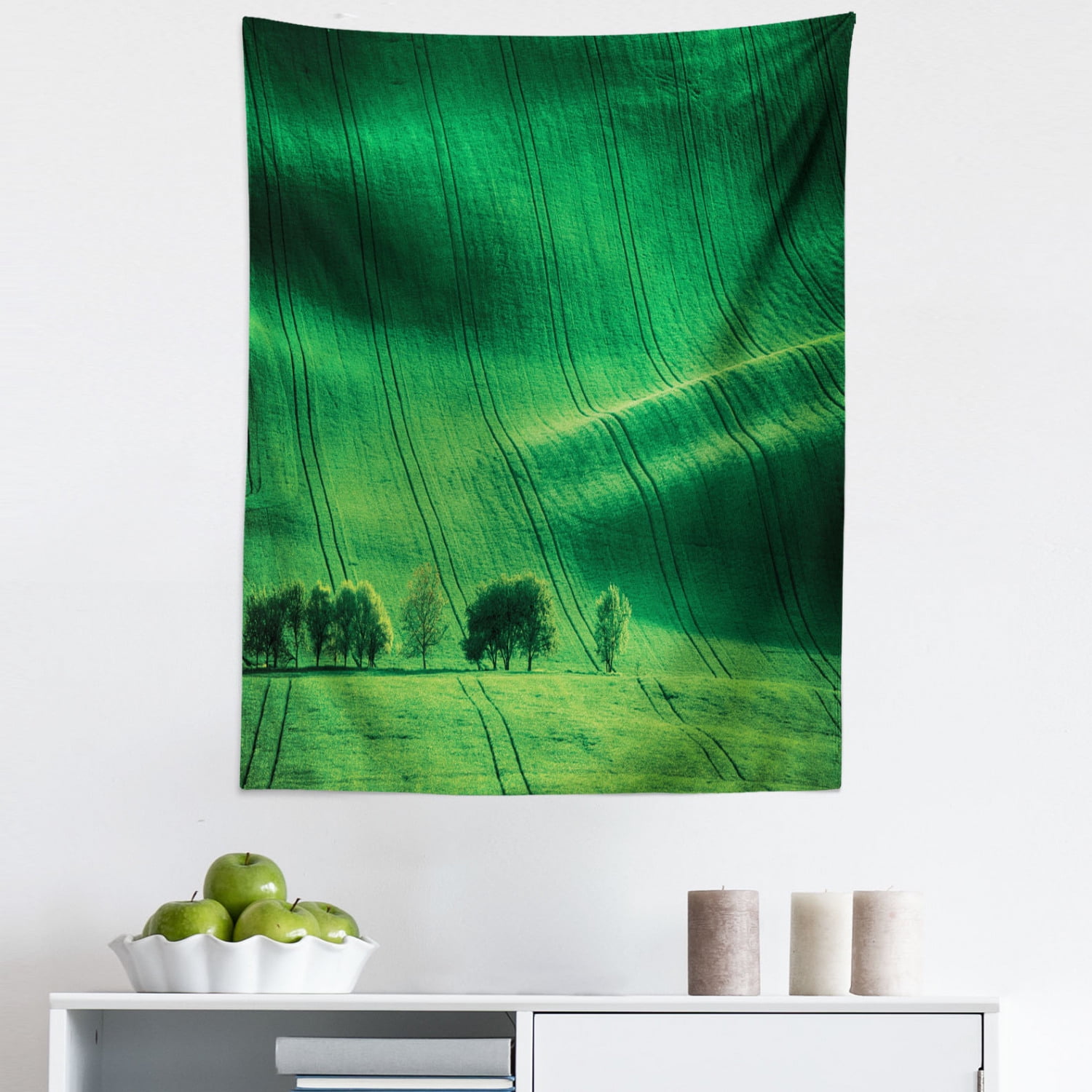 Fern Green Tapestry, Rolling Sunny Hills with Meadow Fields and Trees ...