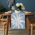 Blue Palm Tree Table Runner, Summer Country Vintage Tropical Coastal ...