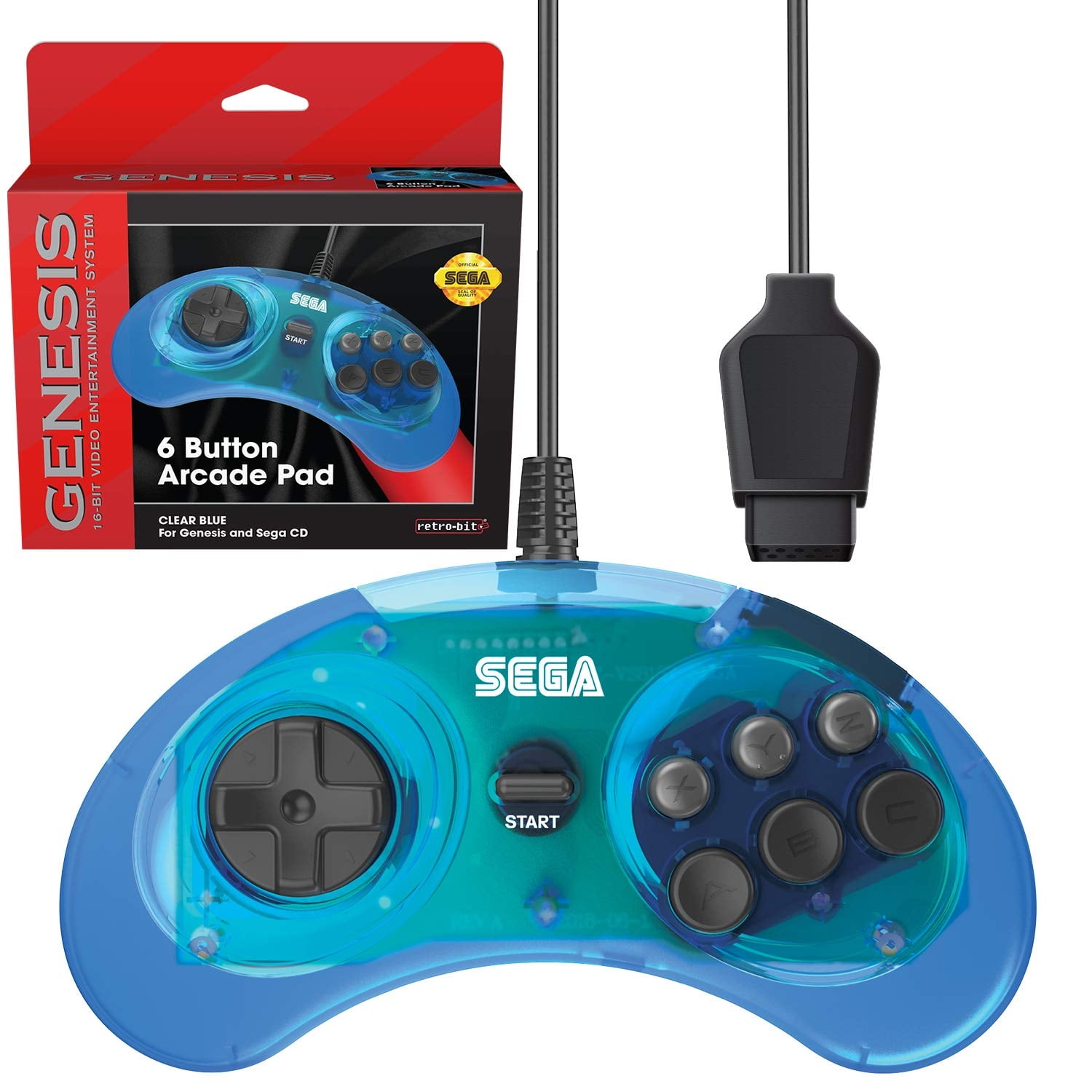 Retro-Bit Official Sega Genesis Controller 6-Button Arcade P Retro-Bit ...