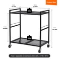 Black Metal 2 Tier Rolling Computer Tower Stand Under Desk For Home ...