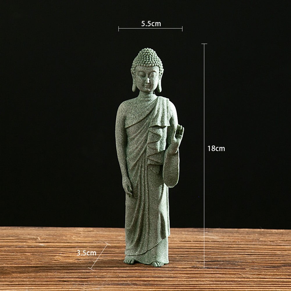 Garden Ornament Standing Buddha Resin Stone Zen Effect Outdoor Indoor ...