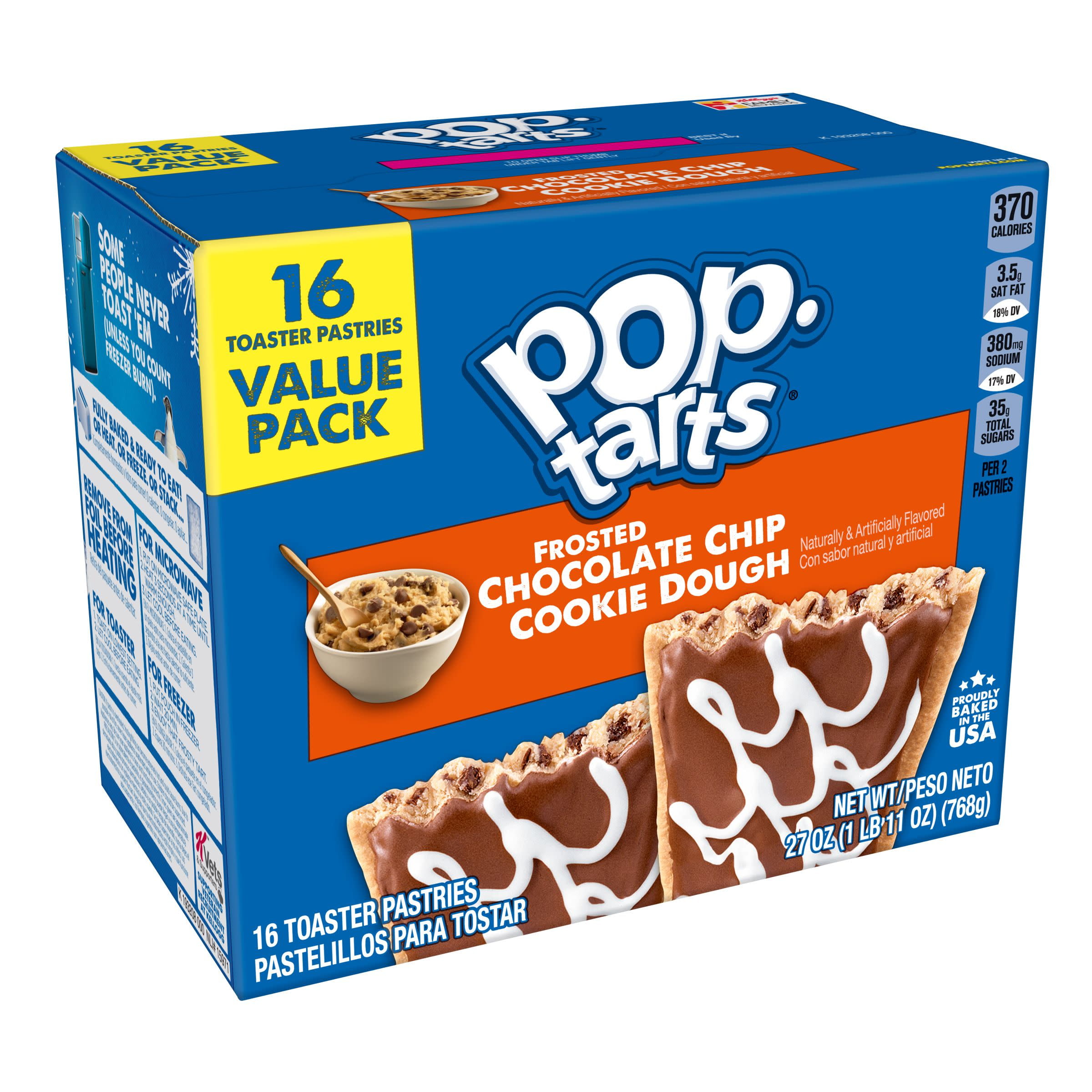 Pop Tarts Frosted Chocolate Chip Cookie Dough 16 Toaster Pastries