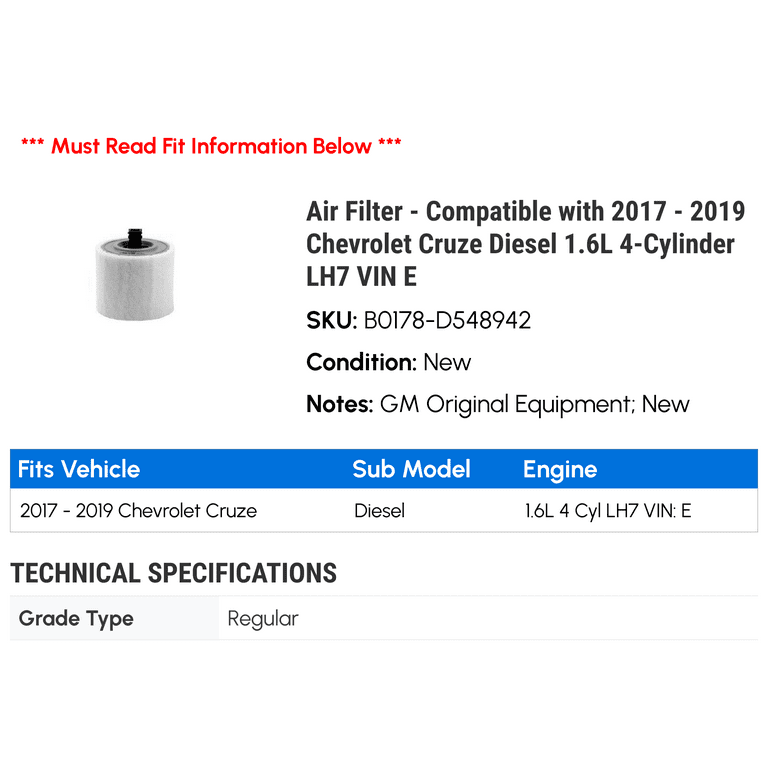 2018 chevy cruze air filter store