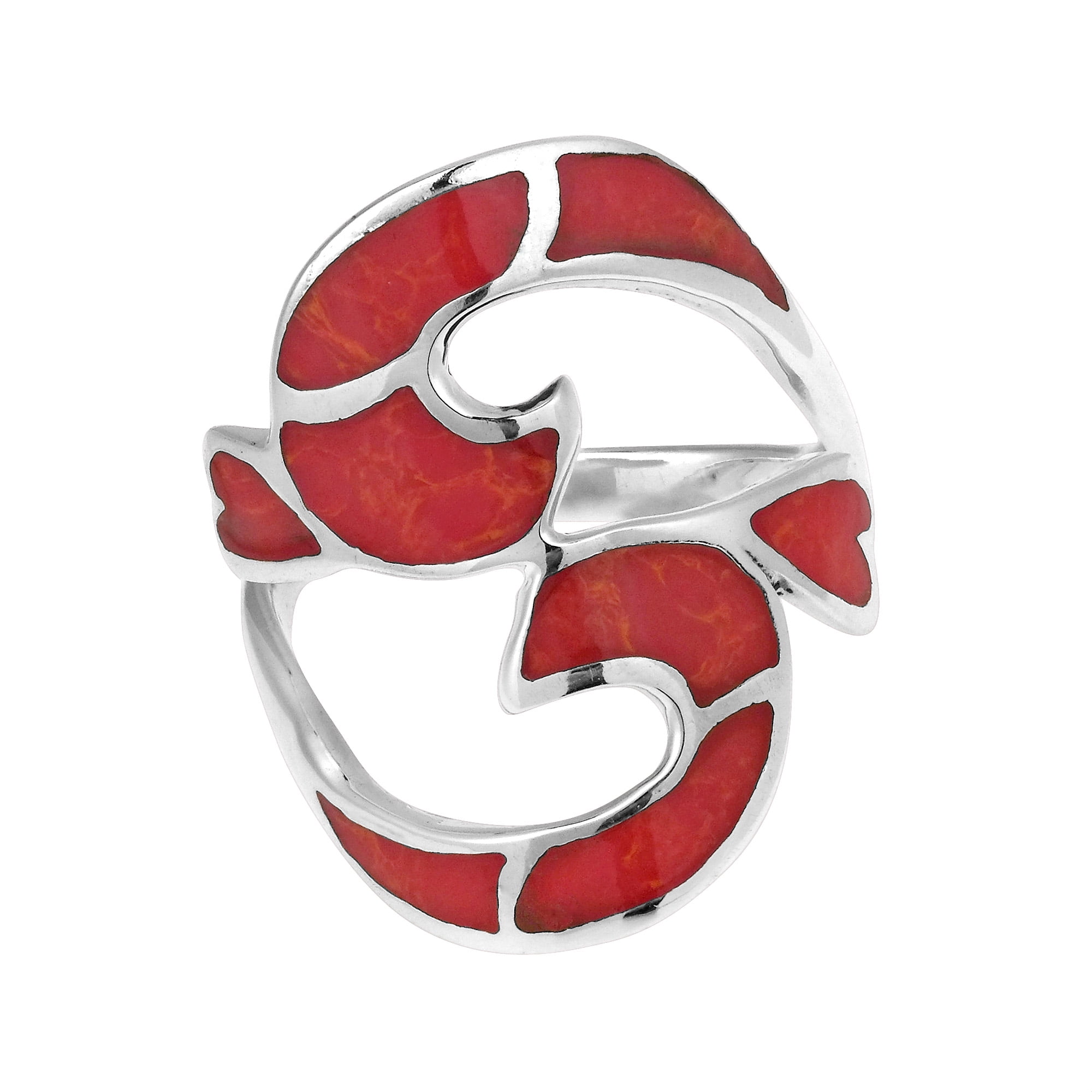 Divine Aum or Om Symbol Red Coral Inlay .925 Silver Ring-9 - Walmart.com