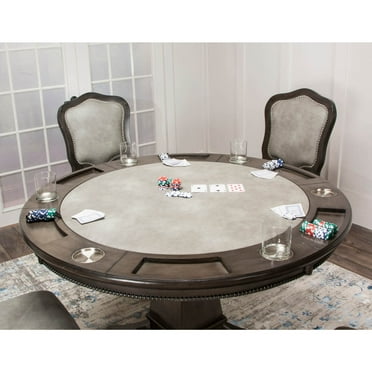 Kingston 3-in-1 Poker Table with 4 Arm Chairs, Dark Oak - Walmart.com